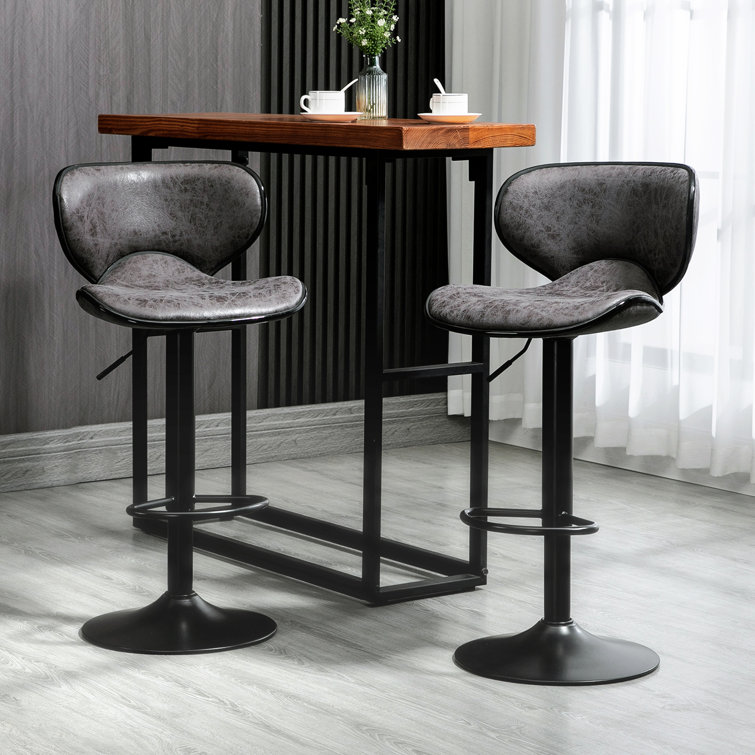 Abdus Sami Swivel Upholstered Adjustable Height Counter Stool with Metal Frame